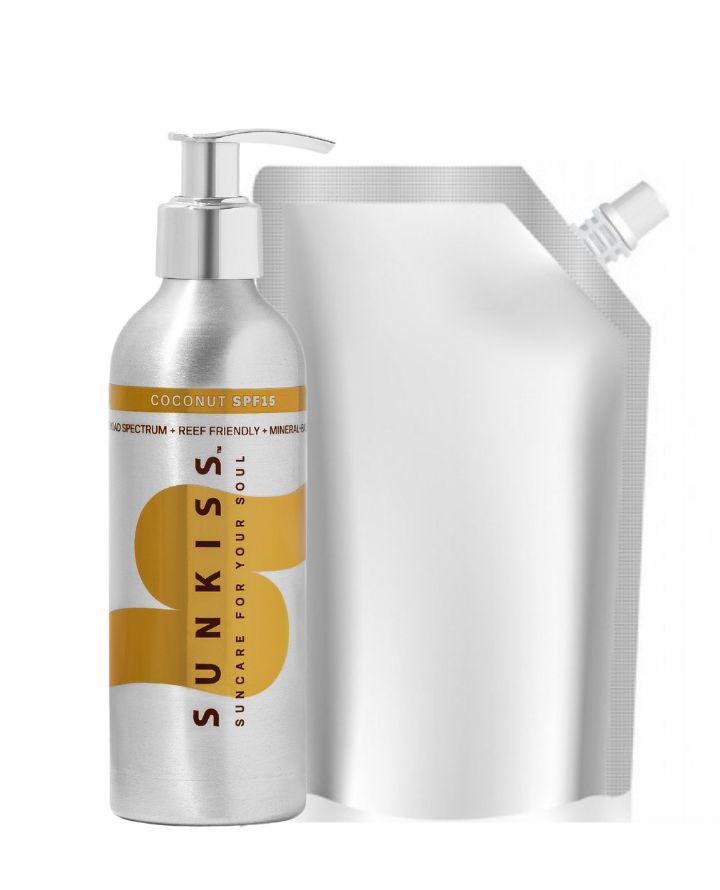 SunKiss Sustainable Suncare Refills- Coconut SPF 15 | MissPalettable